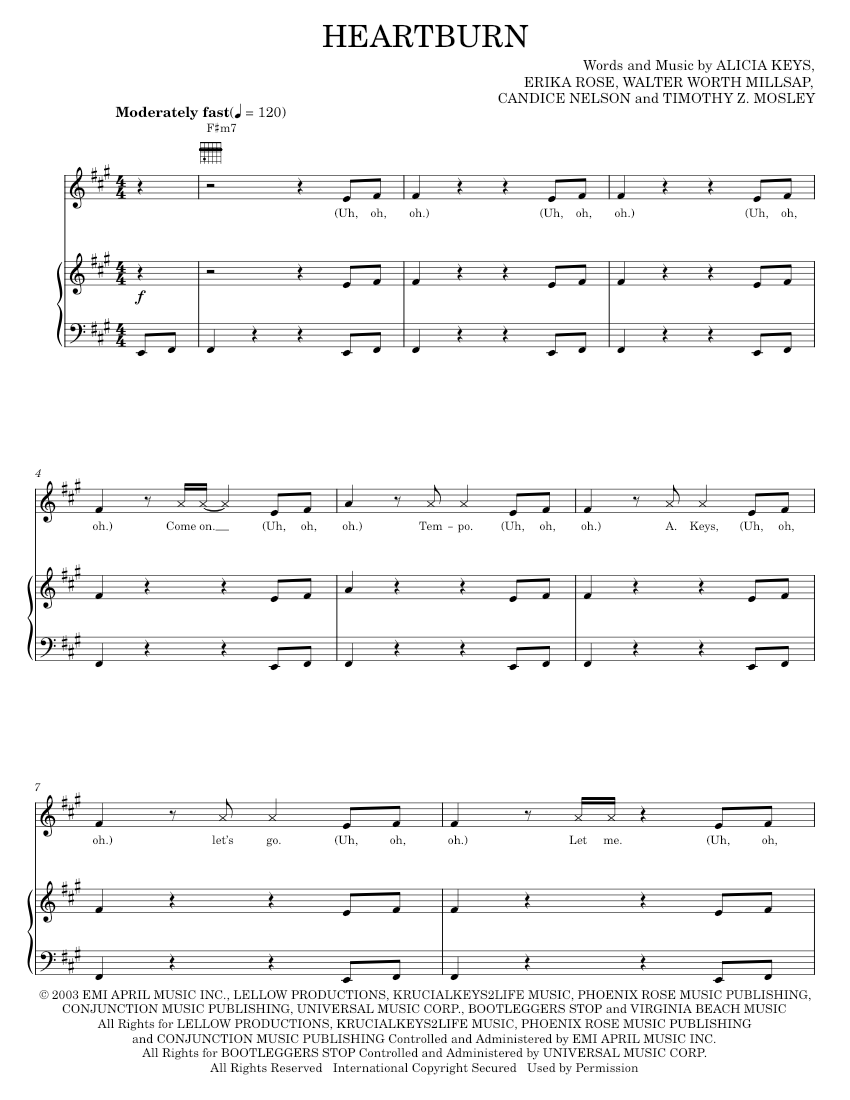 Heartburn Sheet music for Piano, Vocals by Alicia Keys Official ...