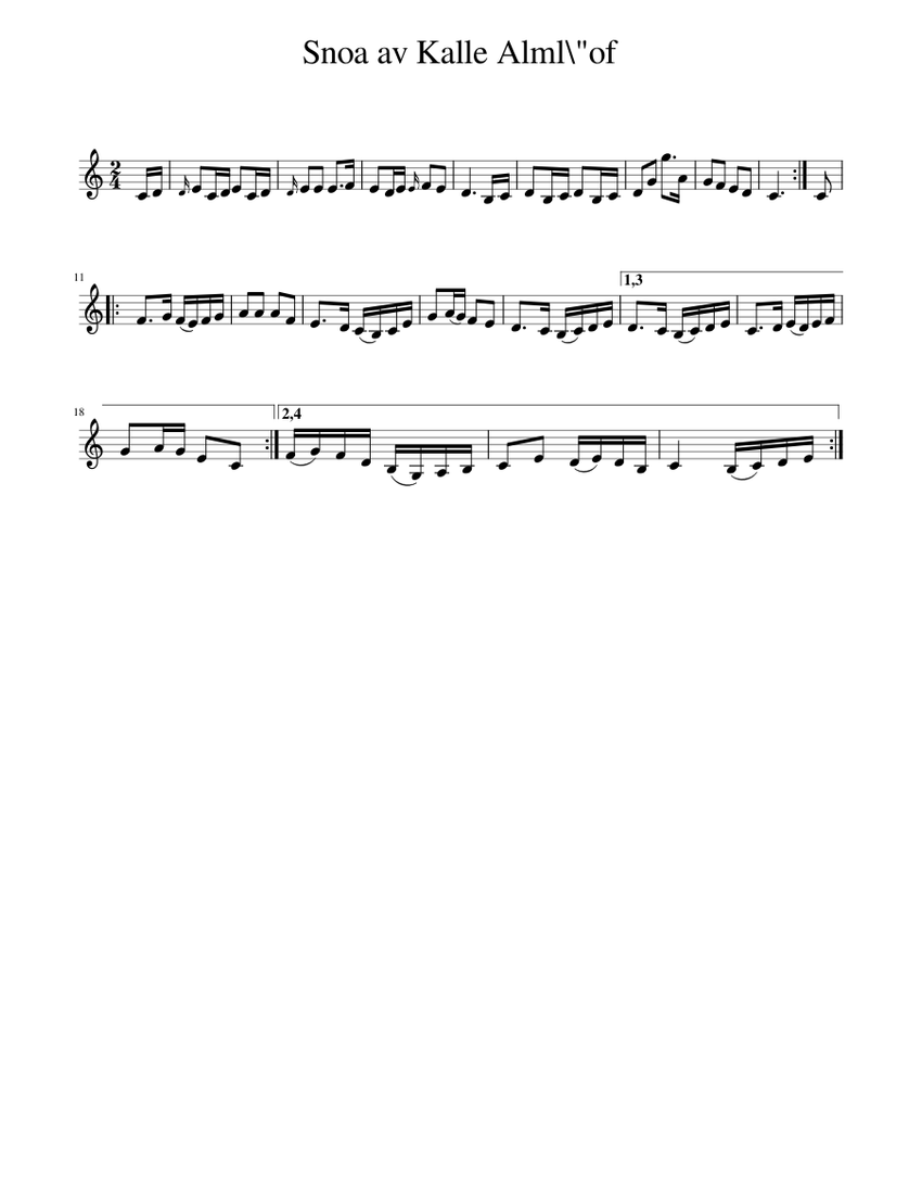 Snoa av Kalle Alml\"of Sheet music for Piano (Solo) | Musescore.com
