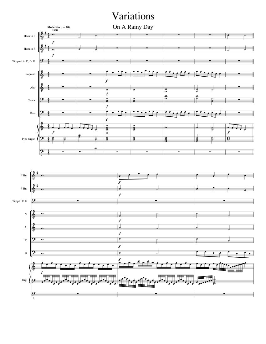 Variations on a Rainy Day Sheet music for Soprano, Alto, Tenor, Bass ...