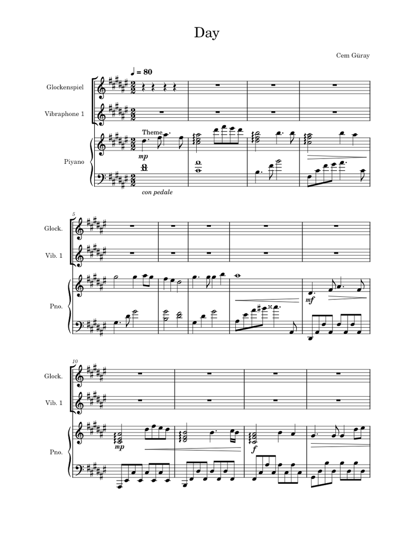Day Sheet music for Piano, Vibraphone, Glockenspiel (Percussion ...