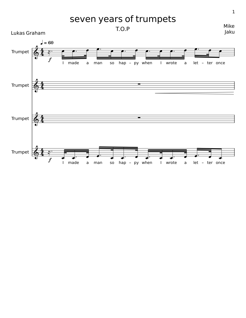 Seven years of trumpets - Mike Sheet music for Trumpet other (Mixed ...