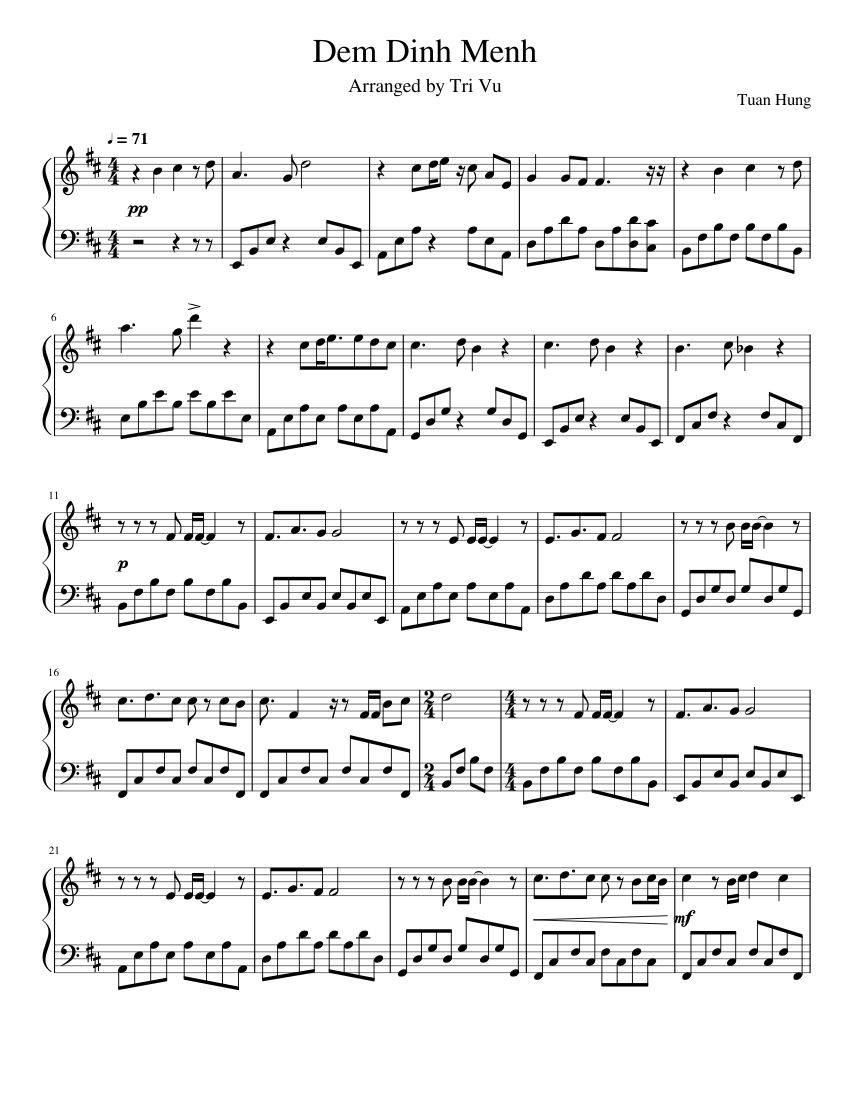 Dem Dinh Menh Sheet music for Piano (Solo) Easy | Musescore.com