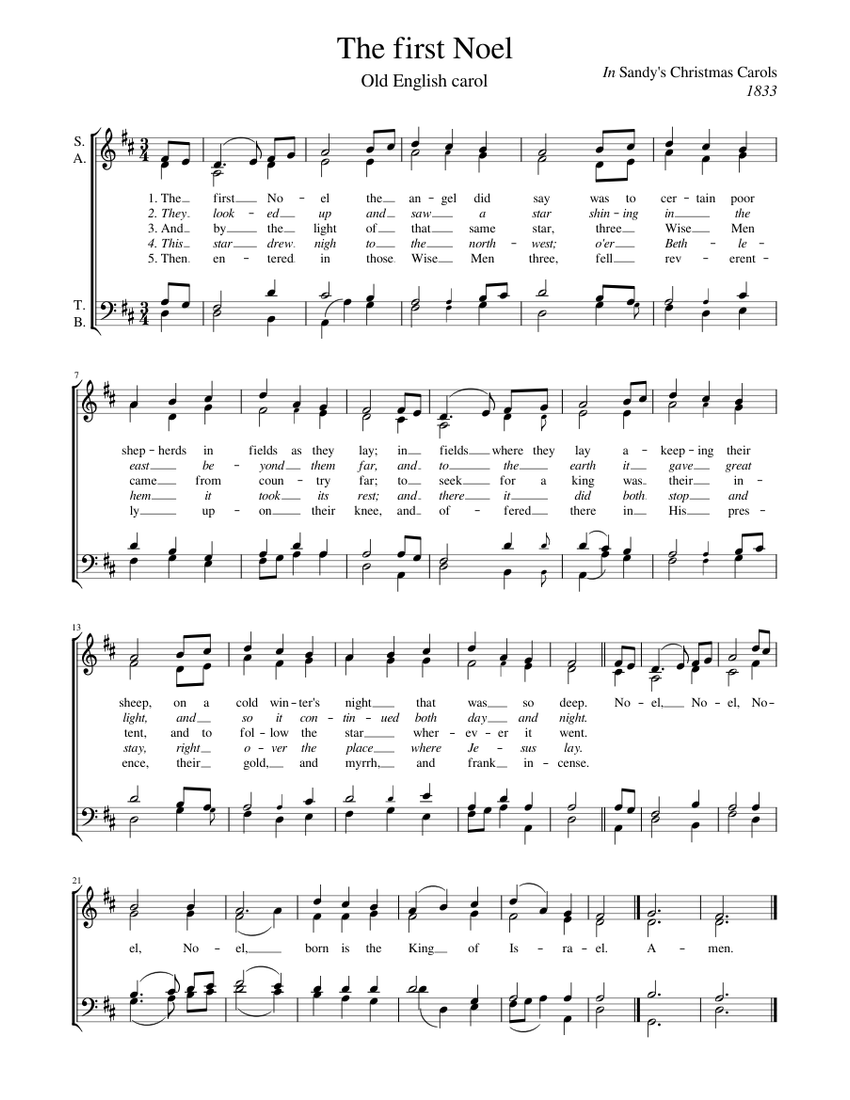 The first Noel Sheet music for Female, Male (Choral) | Musescore.com