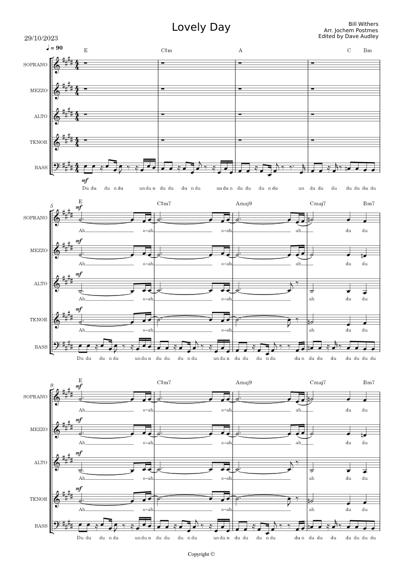 Lovely day – Bill Withers Lovely day Bill Withers V3 Sheet music for ...