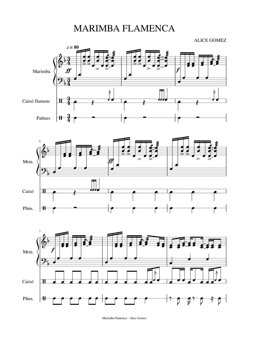 MARIMBA FLAMENCA Sheet music for Drum group, Marimba, Claves ...