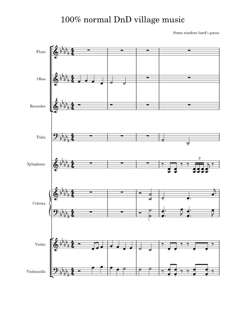 100% normal DnD village music Sheet music for Tuba, Celesta, Flute ...