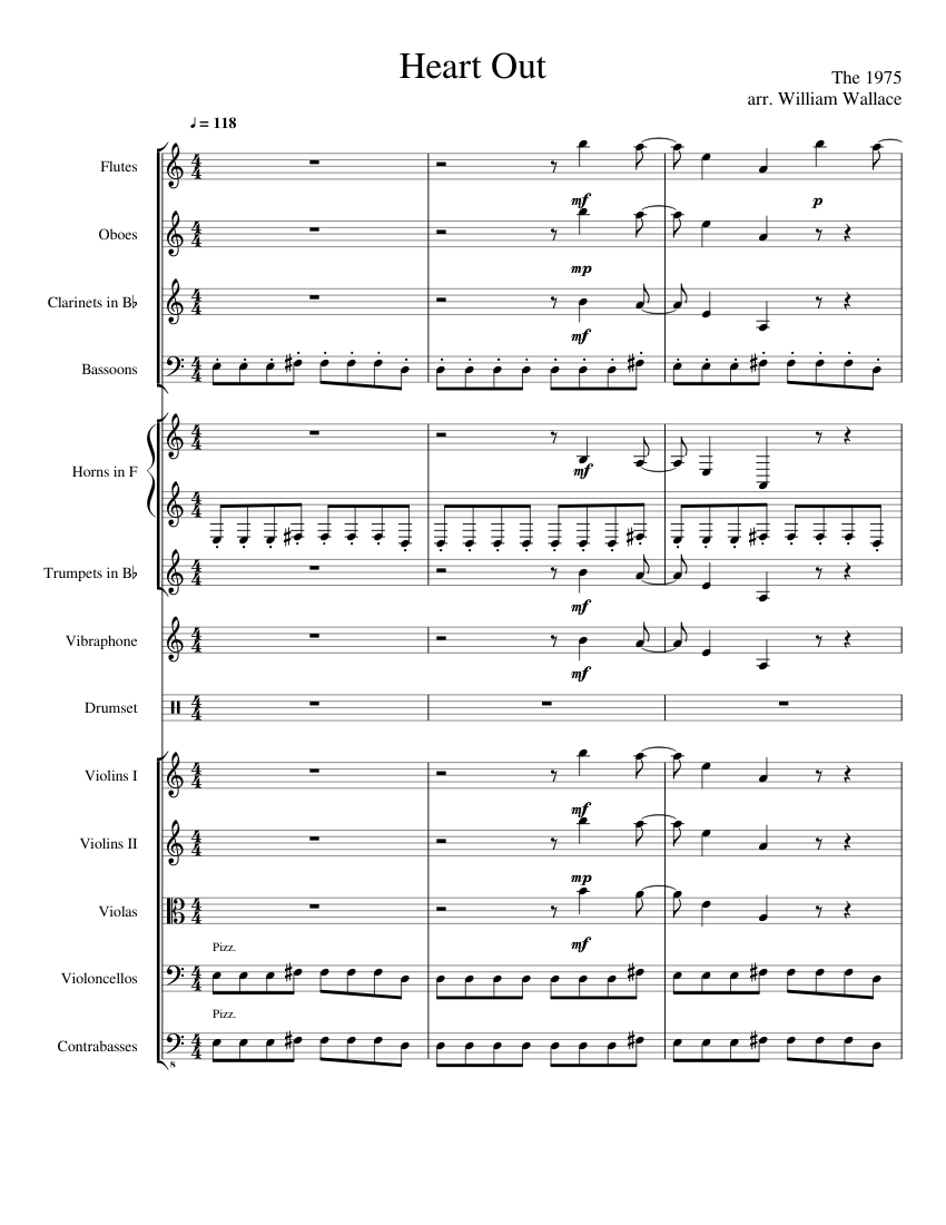 The 1975 - Heart Out Sheet music for Flute, Oboe, Clarinet in b-flat ...