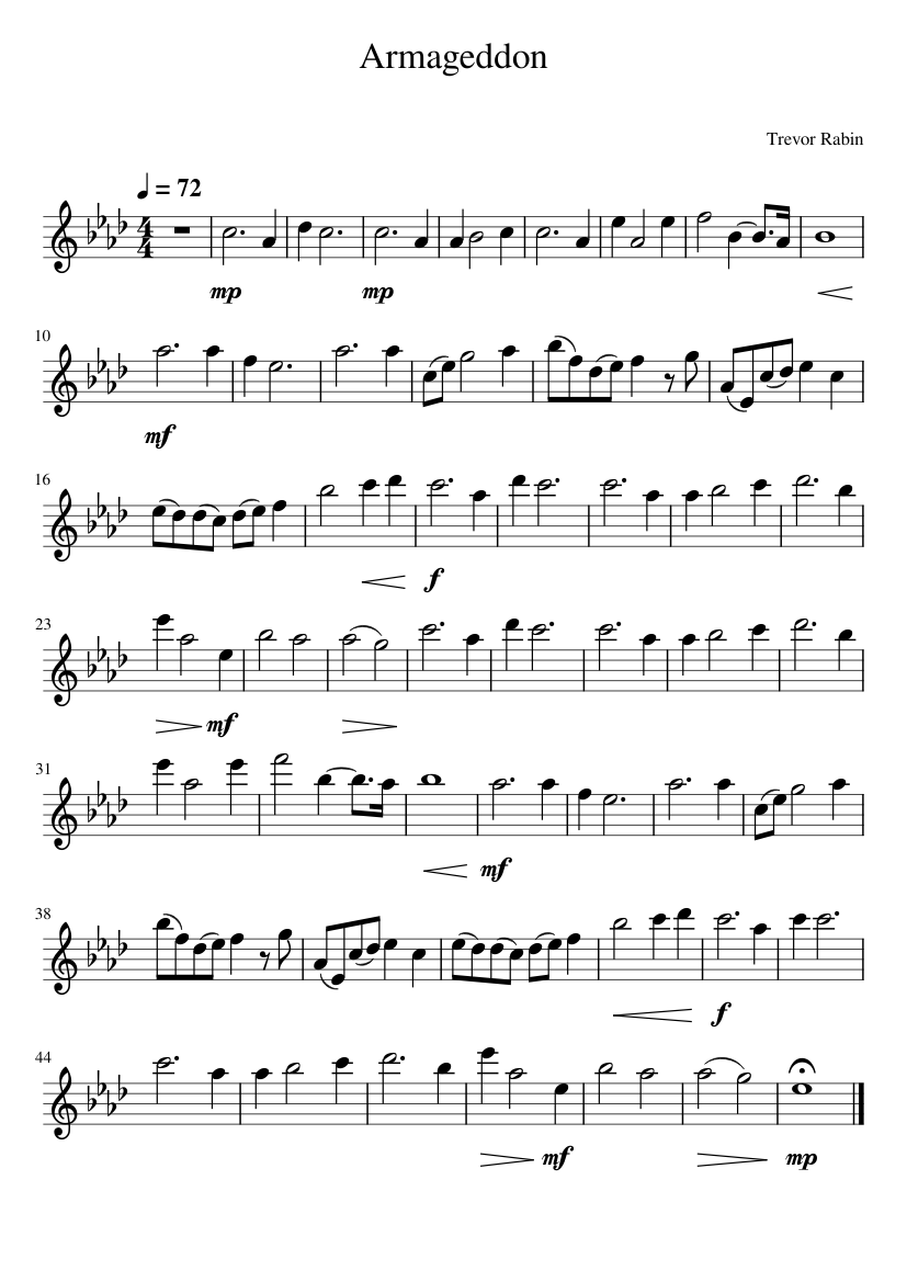 Armageddon – Trevor Rabin Sheet music for Flute (Solo) | Musescore.com