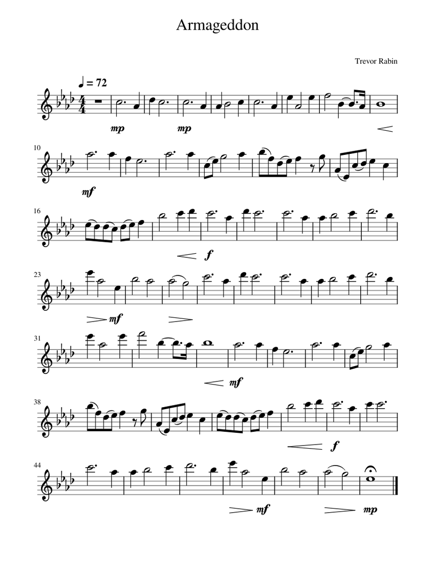 Armageddon – Trevor Rabin Sheet music for Flute (Solo) | Musescore.com