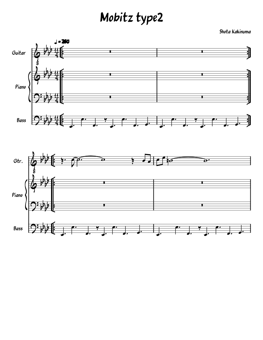 Mobitz_type2 Sheet music for Piano, Guitar, Bass (Mixed Trio ...