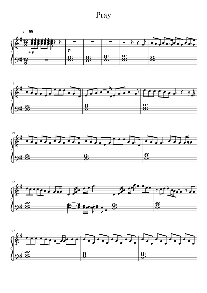 Pray - Sam Smith Sheet Music for Piano (Solo) | MuseScore.com