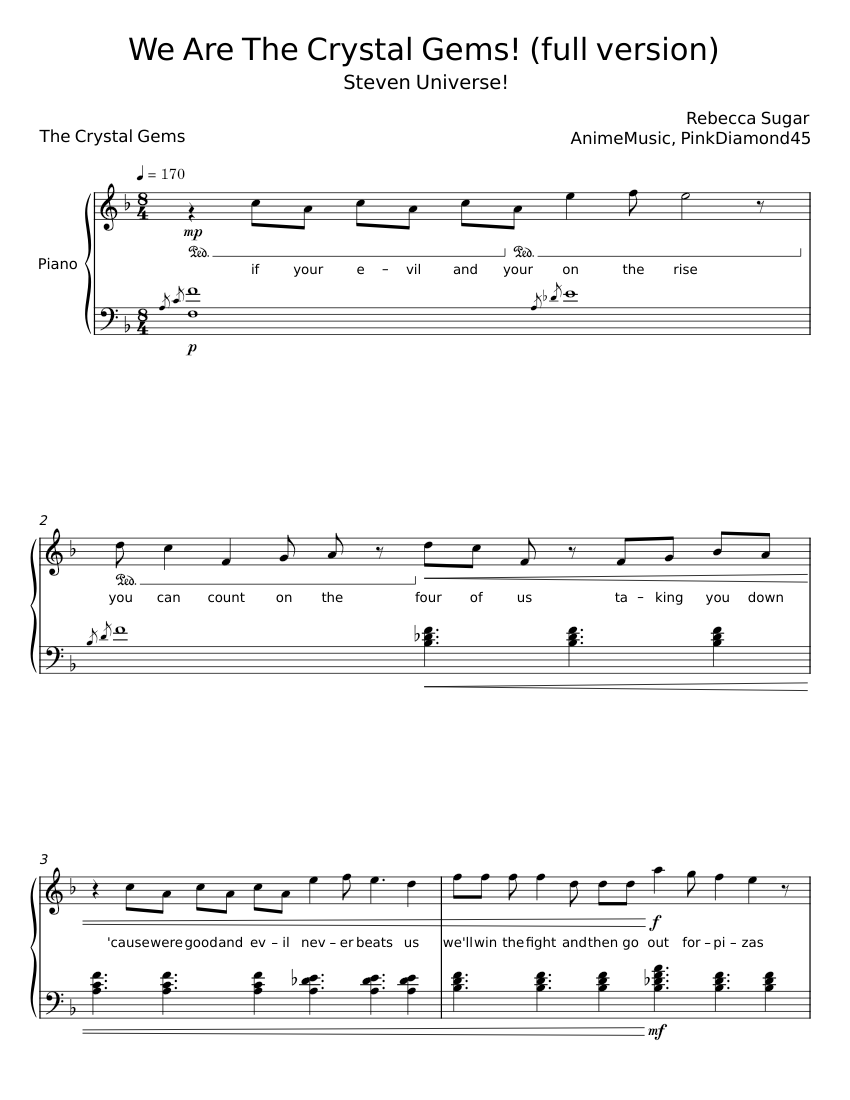 We are the crystal gems - Rebecca Sugar Sheet music for Piano (Solo) | Musescore.com