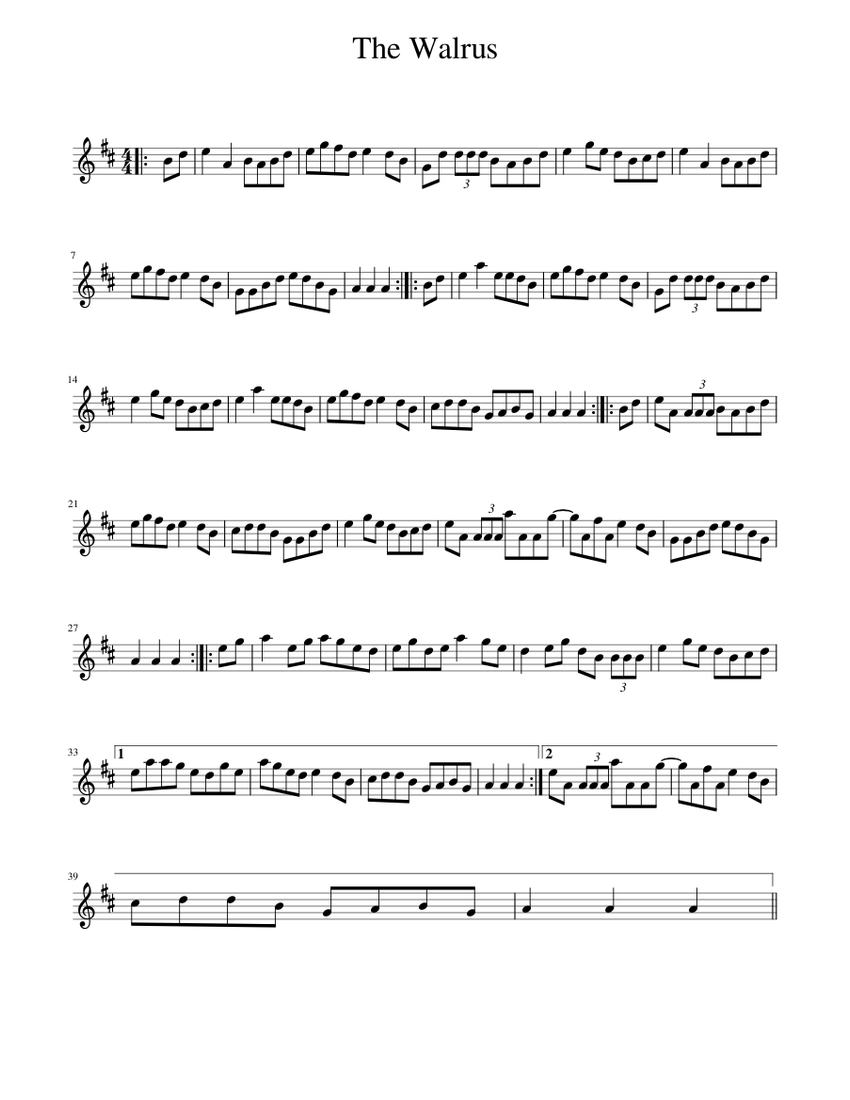 The Walrus Sheet music for Piano (Solo) Easy | Musescore.com