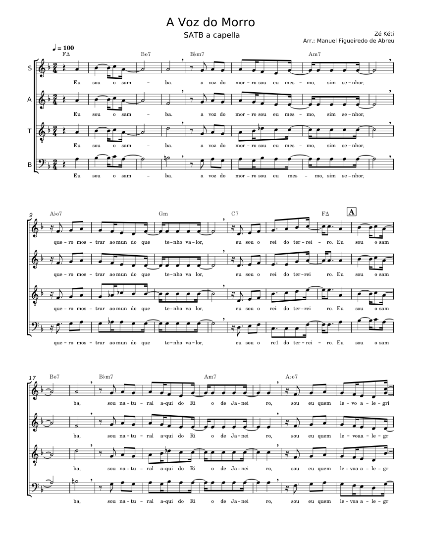 A voz do morro - Ze Keti Sheet music for Soprano, Alto, Tenor, Bass ...