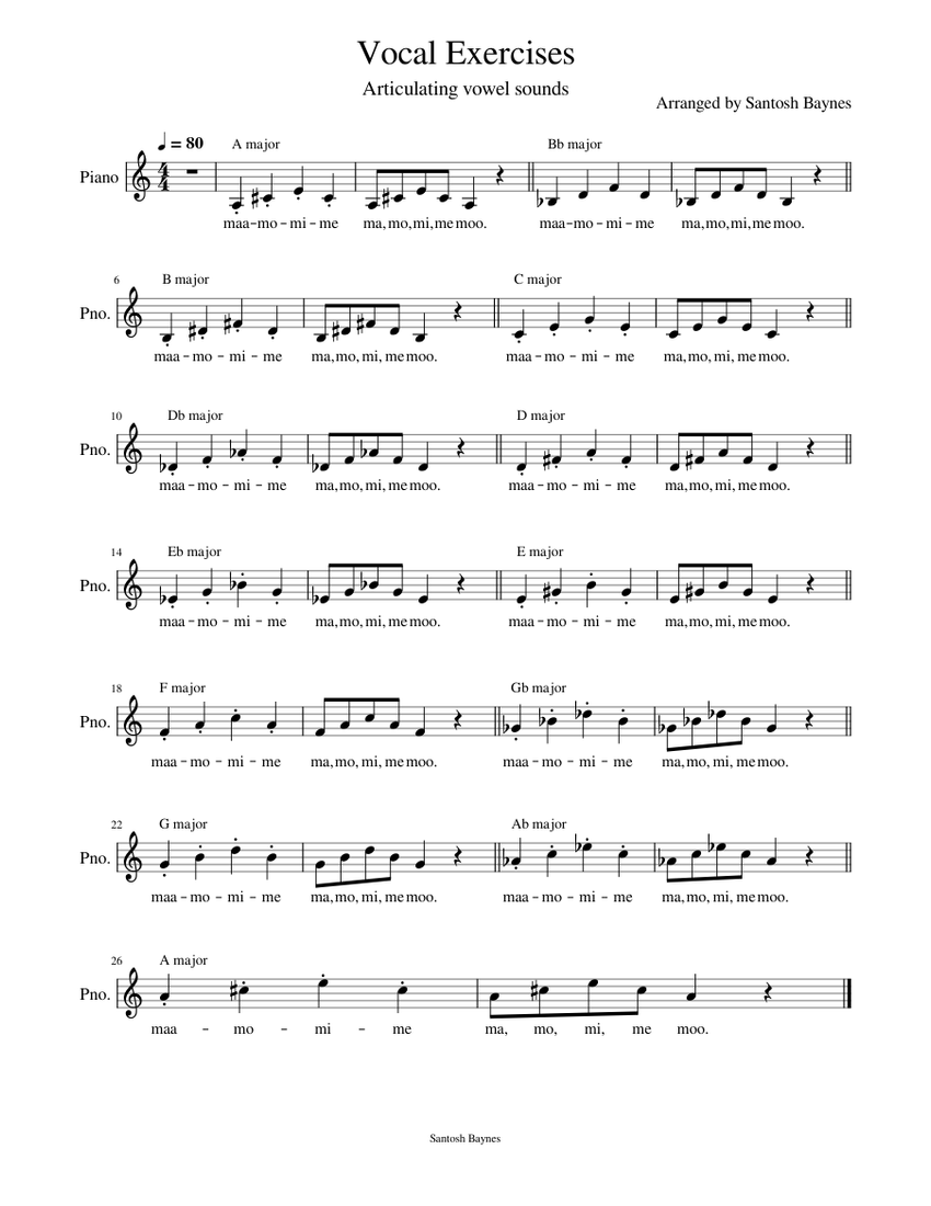 Vocal Exercises 3 Sheet music for Piano (Choral) | Musescore.com