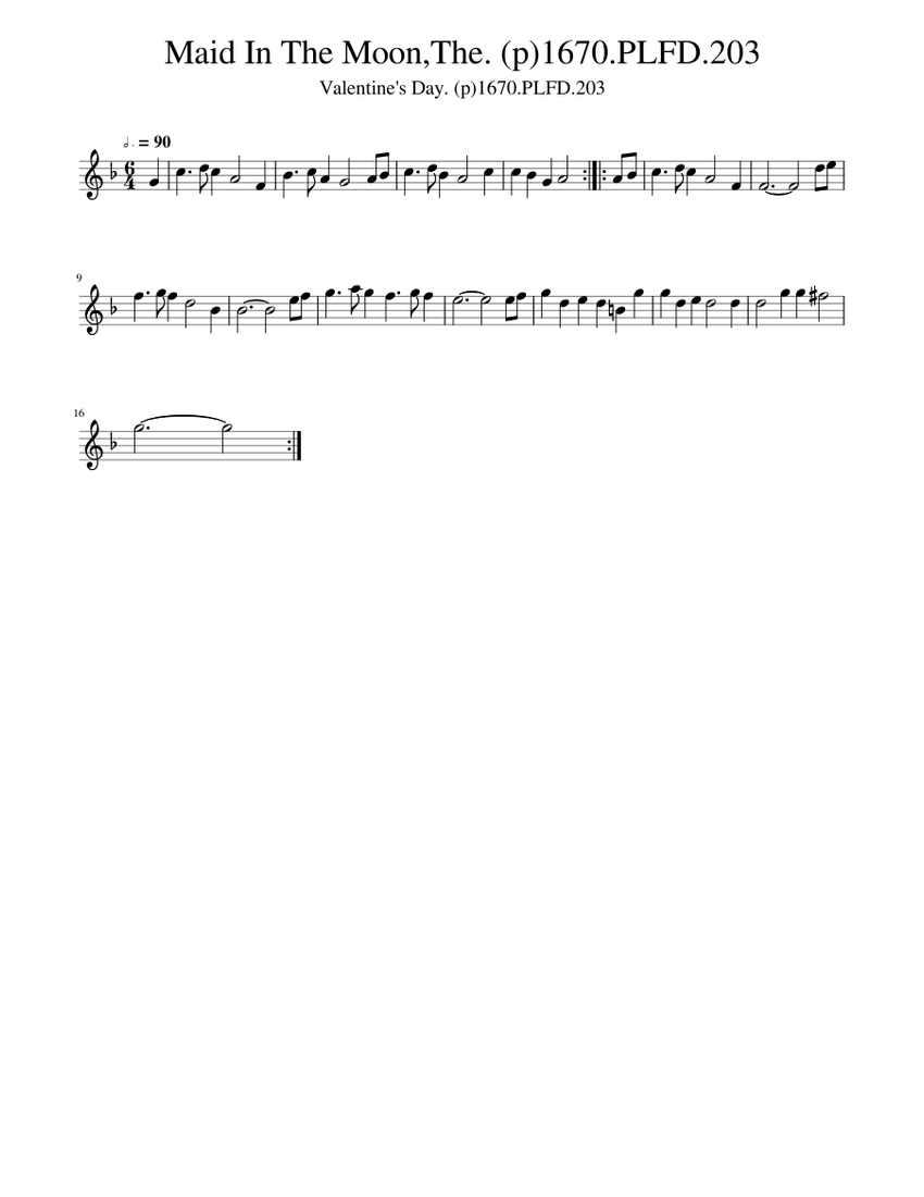 Maid In The Moon,The. (p)1670.PLFD.203 Sheet music for Piano (Solo ...