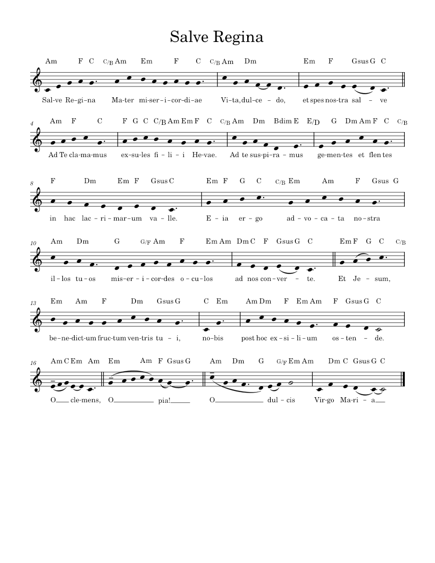Salve Regina (Gregorian Chant) – Hermannus Contractus Sheet Music with ...