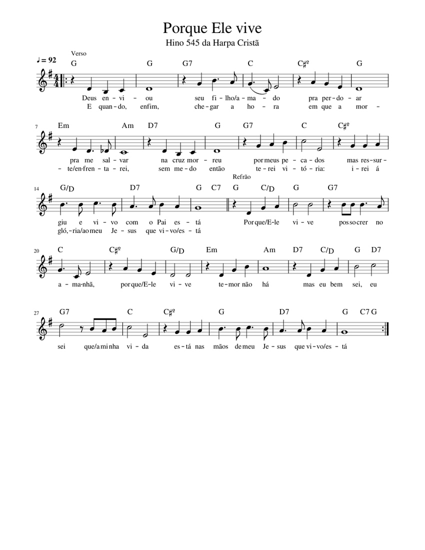 Porque Ele vive Sheet music for Piano (Solo) Easy | Musescore.com