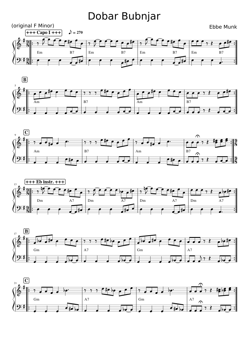 Dobar Bubnjar - Ebbe Munk Sheet Music with Chords for Piano (Mixed ...