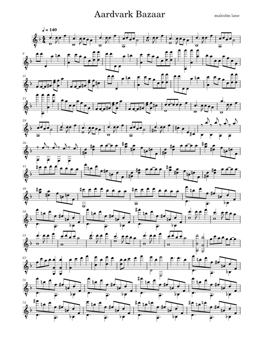 Aardvark Bazaar Sheet music for Guitar (Solo) | Musescore.com