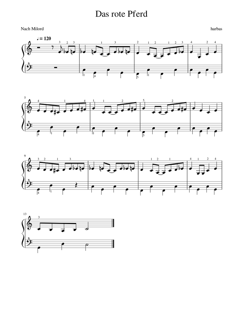 Das rote Pferd Sheet music for Piano (Solo) Easy | Musescore.com