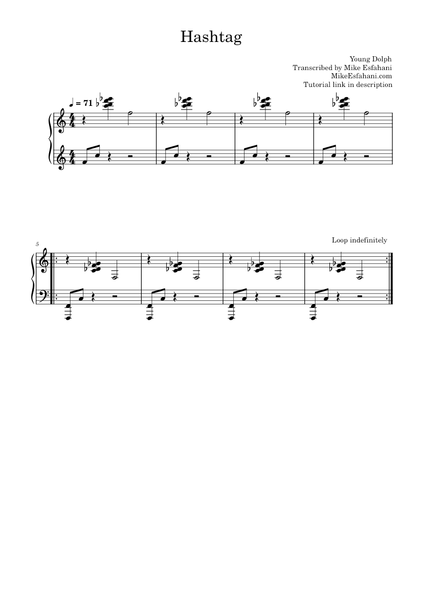 Hashtag - Young Dolph Sheet music for Piano (Solo) Easy | Musescore.com