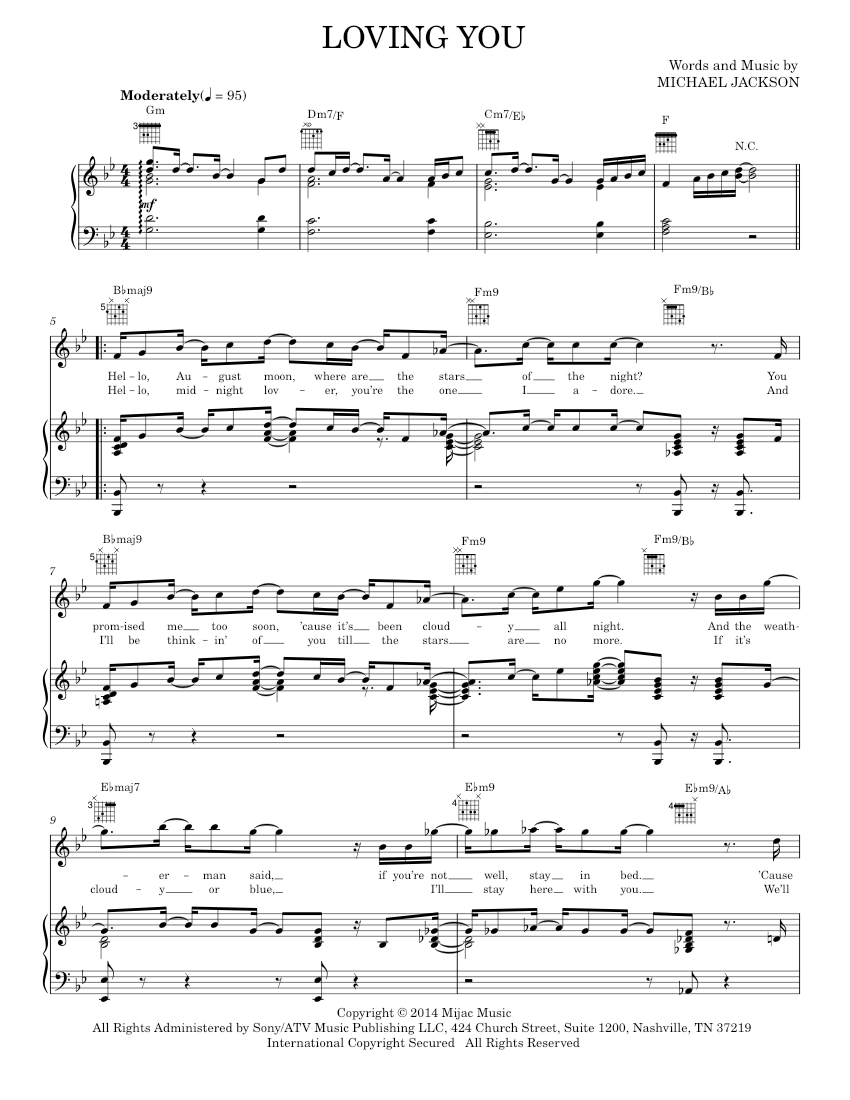 Play Official version of Loving you Sheet Music by Michael Jackson for ...