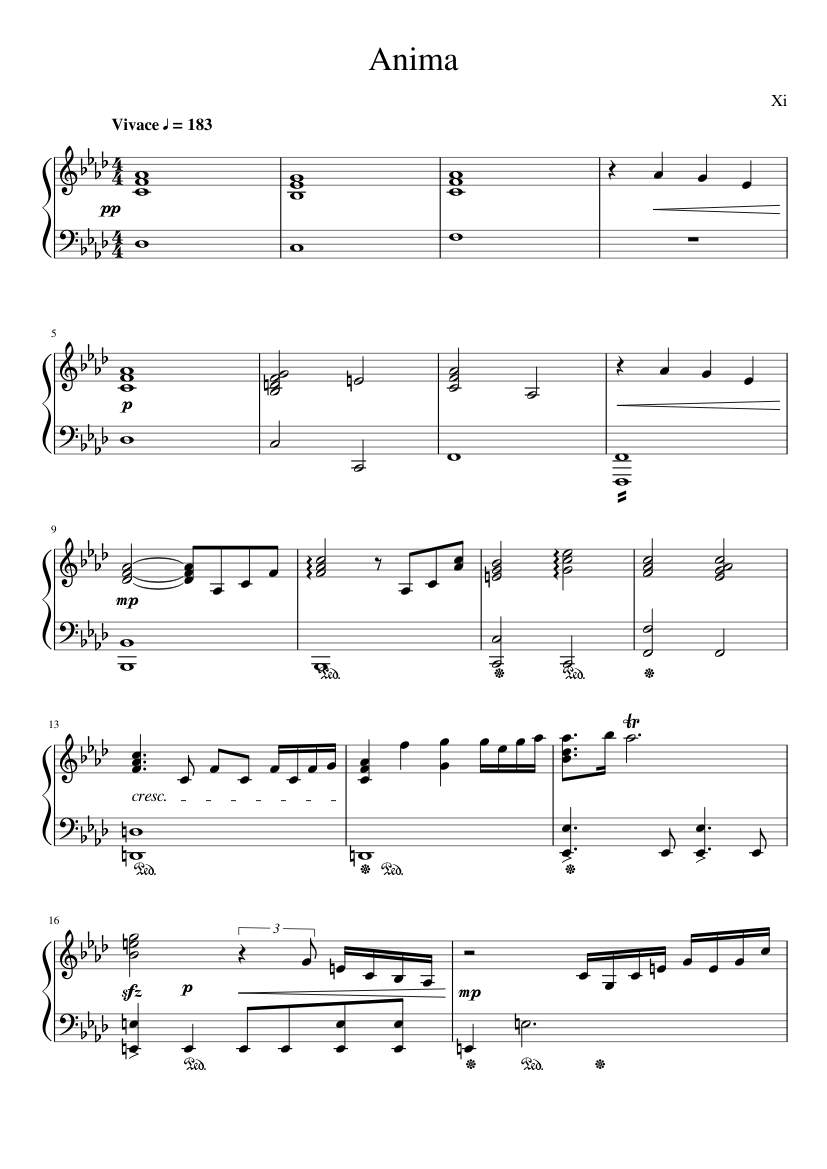 [Deemo] Anima-Xi Sheet music for Piano (Solo) | Musescore.com