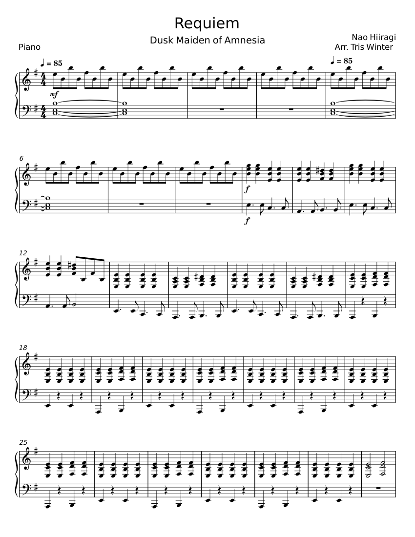 Requiem - Nao Hiiragi Sheet Music for Piano (Piano Duo) | MuseScore.com
