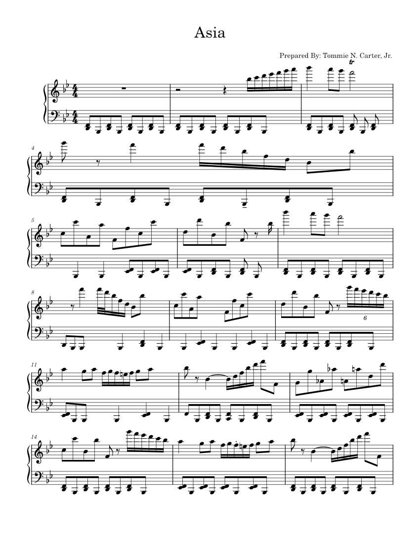 asia Sheet music for Piano (Solo) | Musescore.com
