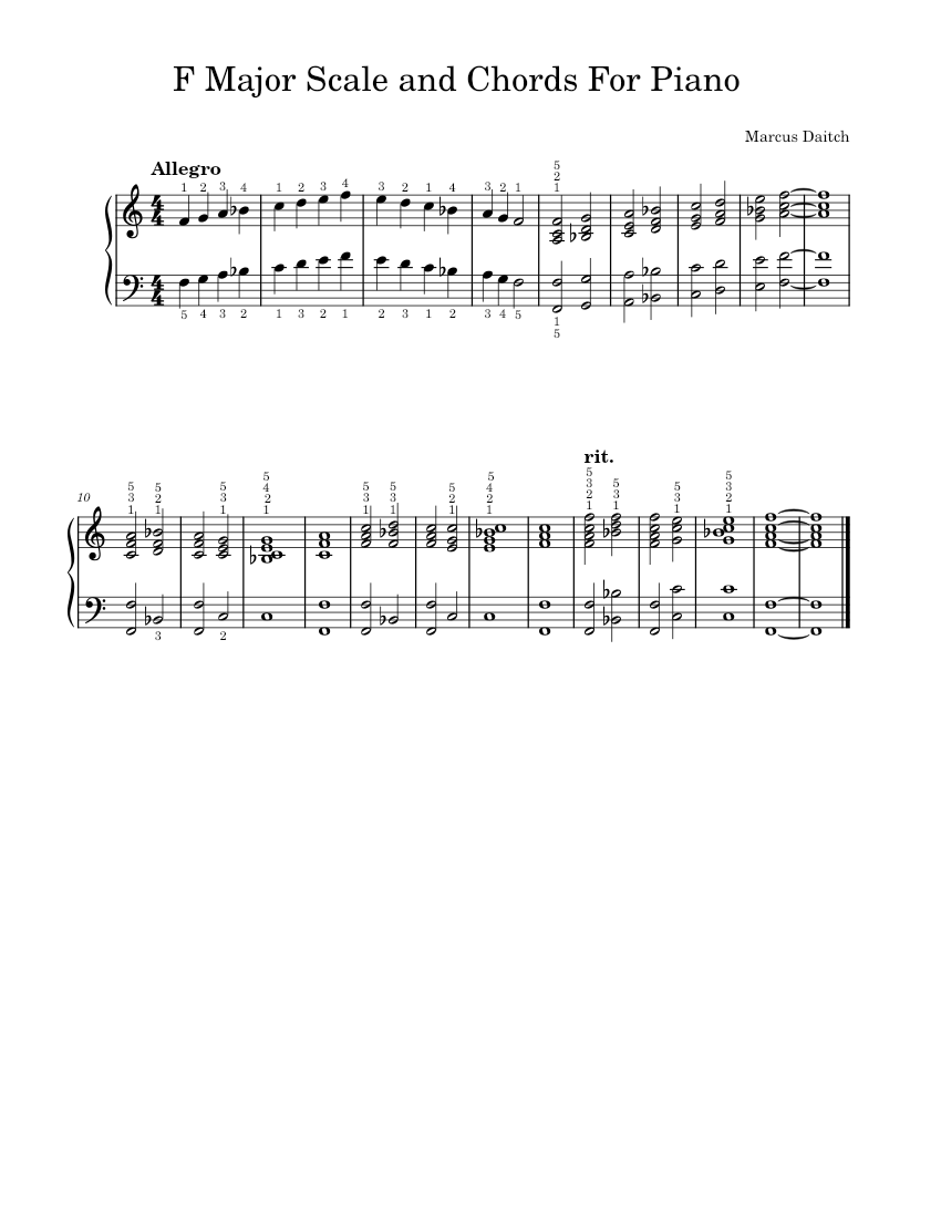 F Major Scale and Chords For Piano Sheet music for Piano (Solo ...