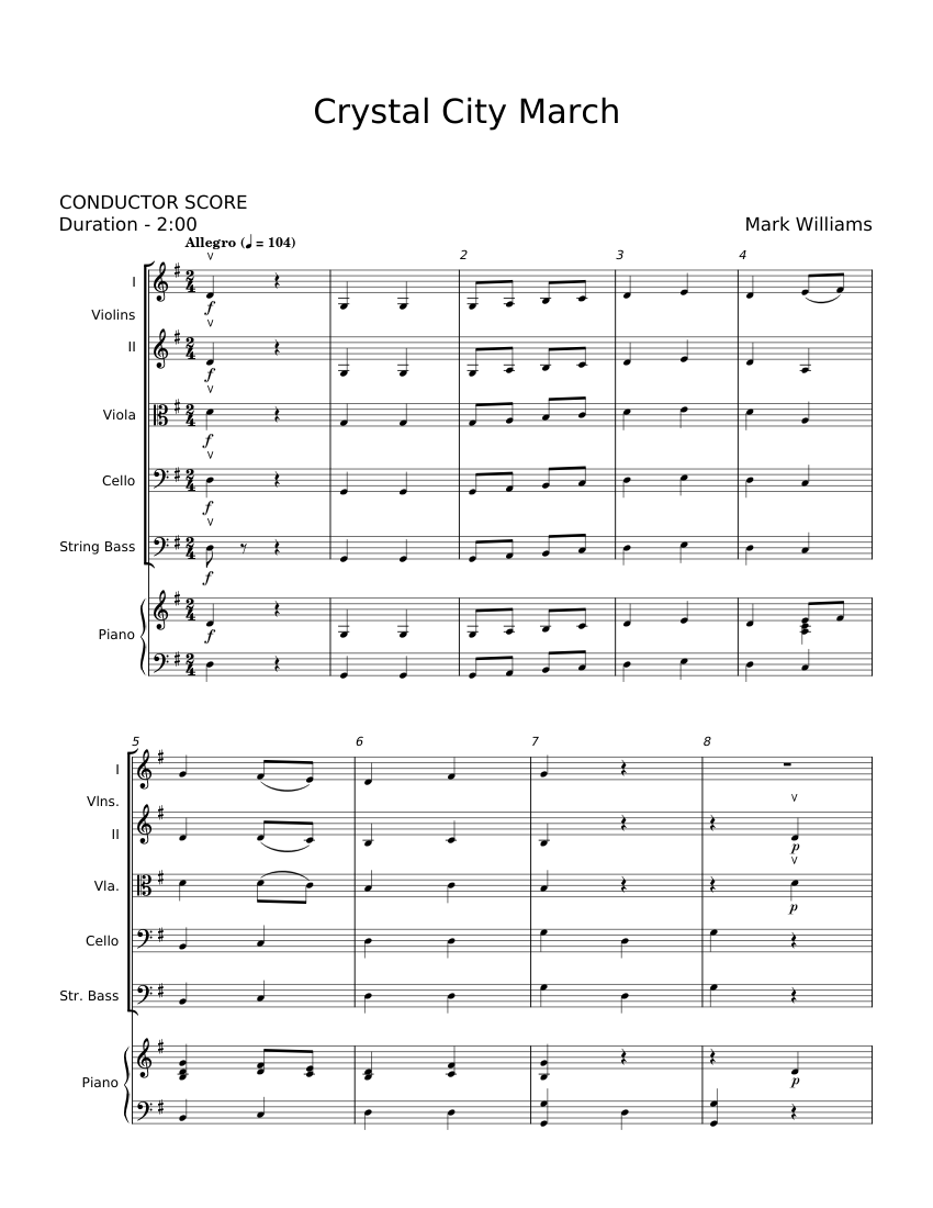 Crystal City March - Mark Williams Sheet music for Piano, Contrabass ...