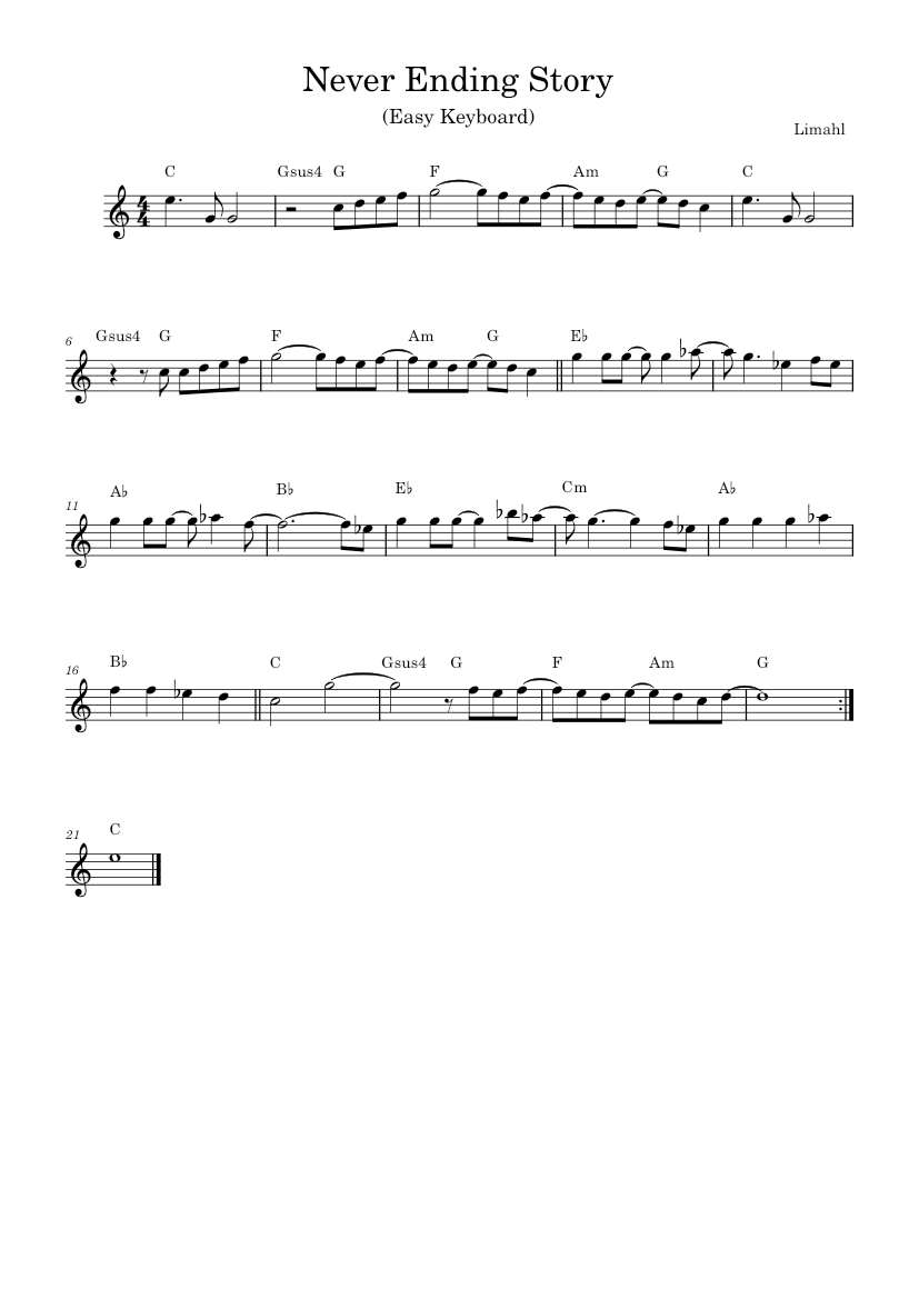 Never Ending Story Sheet music for Piano (Solo) Easy | Musescore.com