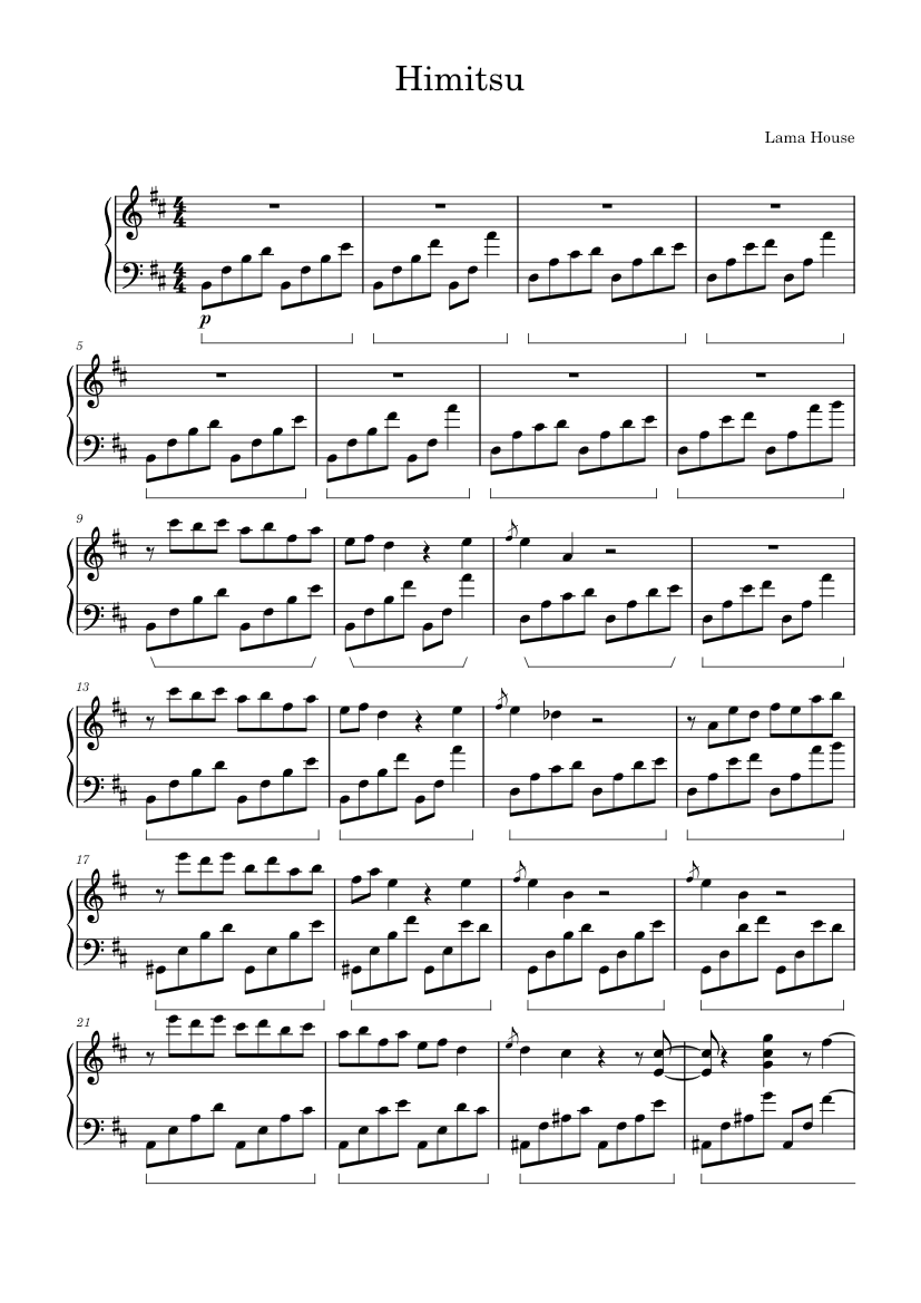 Himitsu – Lama House Sheet Music for Piano (Solo) | MuseScore.com