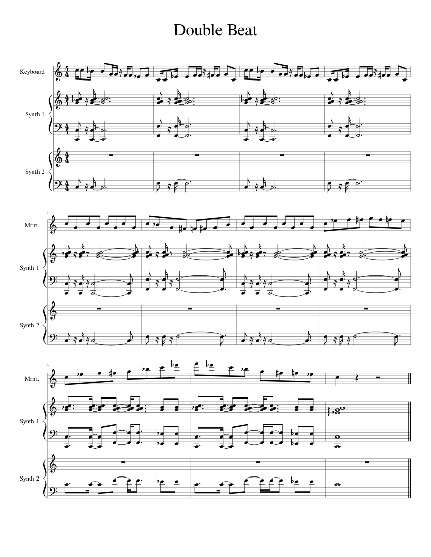 Double Beat Sheet music for Piano, Bass guitar, Marimba (Mixed Trio ...