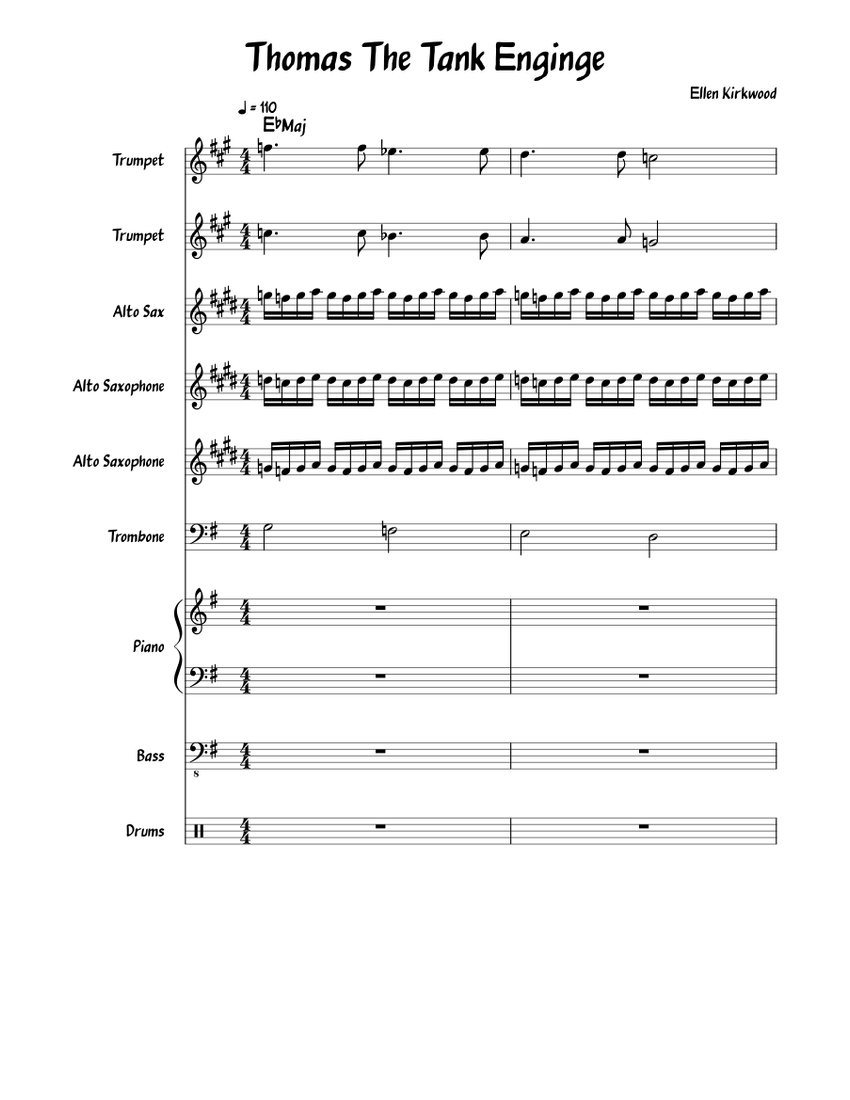 Thomas The Tank Enginge Sheet music for Piano, Trombone, Saxophone alto ...