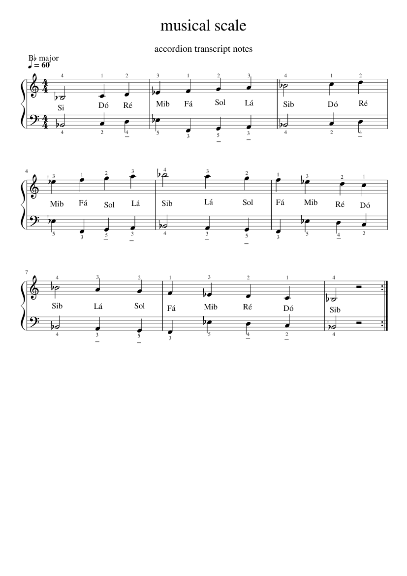 Bb major scale Sheet music for Piano (Solo) Easy | Musescore.com