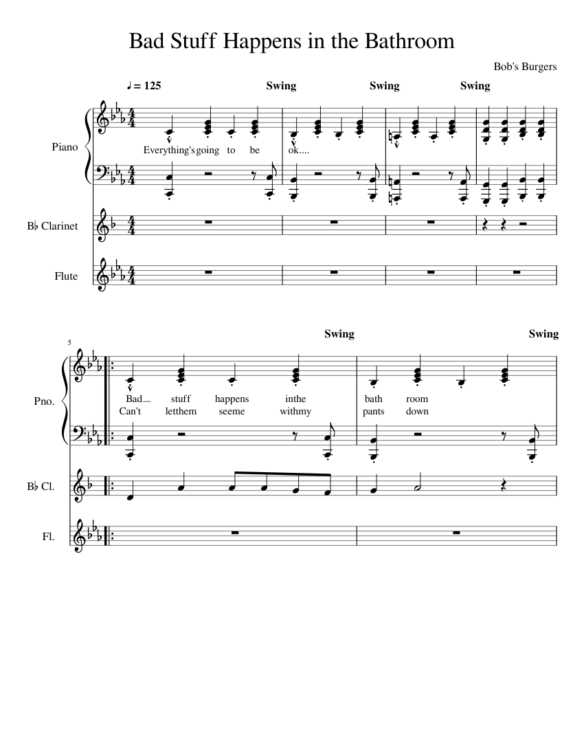 Bad Stuff Happens in the Bathroom from Bob's Burgers Sheet music for ...