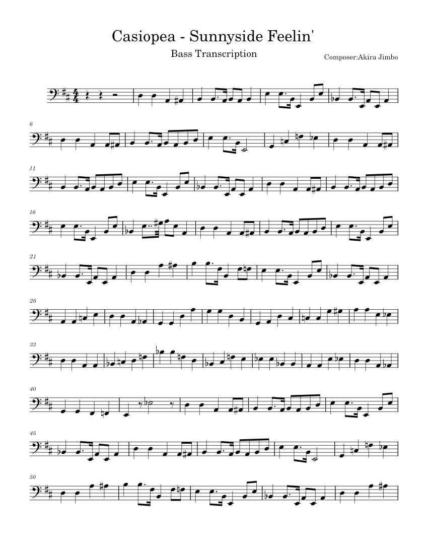 Sunnyside Feelin' – Casiopea Casiopea - Sunny Side Feelin' - Bass ...
