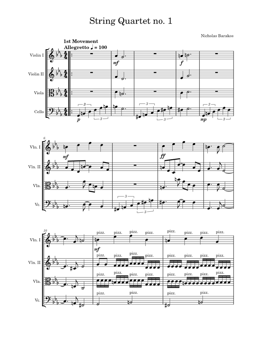 String_Quartet_no._1 Sheet music for Violin, Viola, Cello (String ...