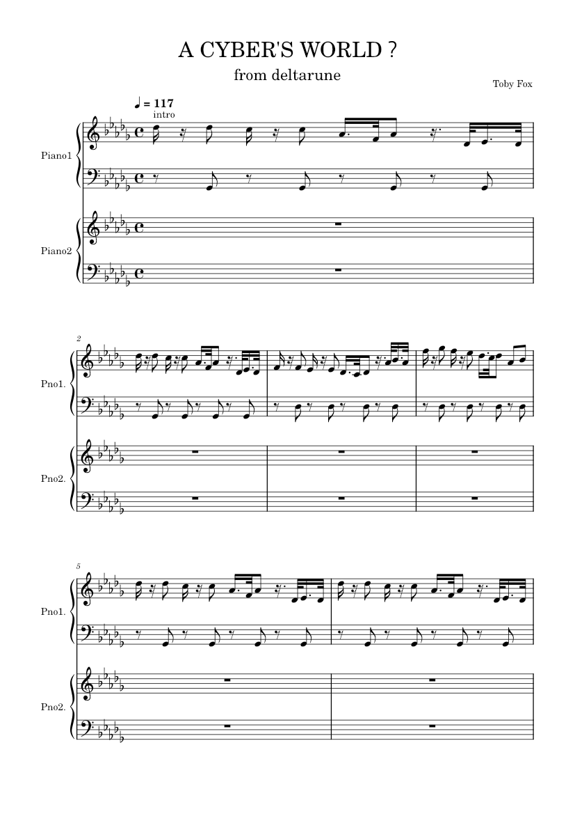 A CYBER'S WORLD? – Toby Fox Sheet music for Piano (Piano Duo) | Musescore.com
