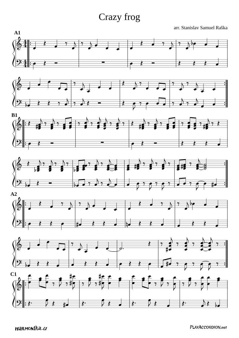 Crazy frog Sheet music for Accordion (Solo) | Musescore.com