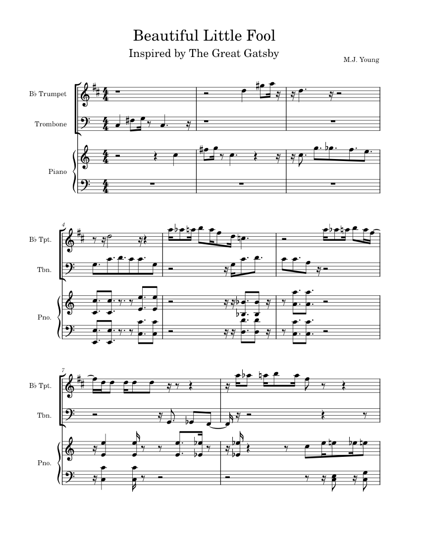Beautiful Little Fool Sheet music for Piano, Trombone, Trumpet in b ...