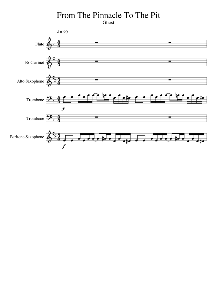 From The Pinnacle To The Pit - Ghost Sheet Music for Trombone, Flute ...