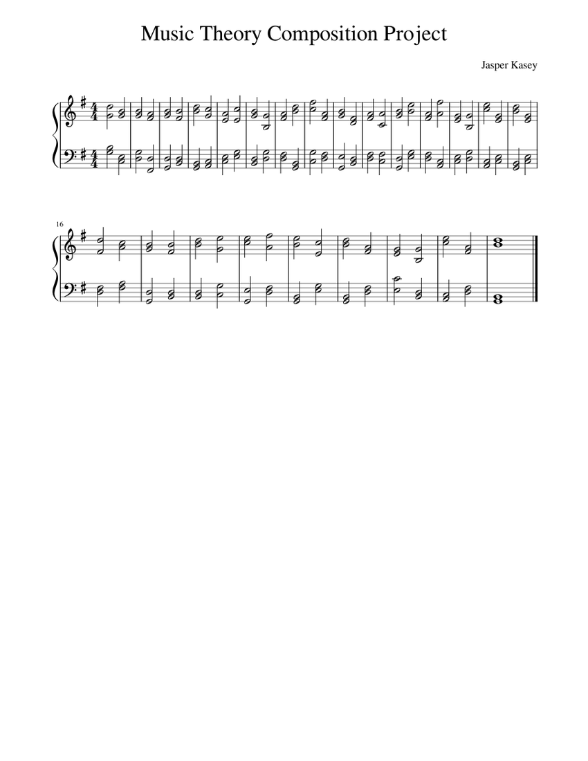 Music Theory Composition Project Sheet music for Piano (Solo ...
