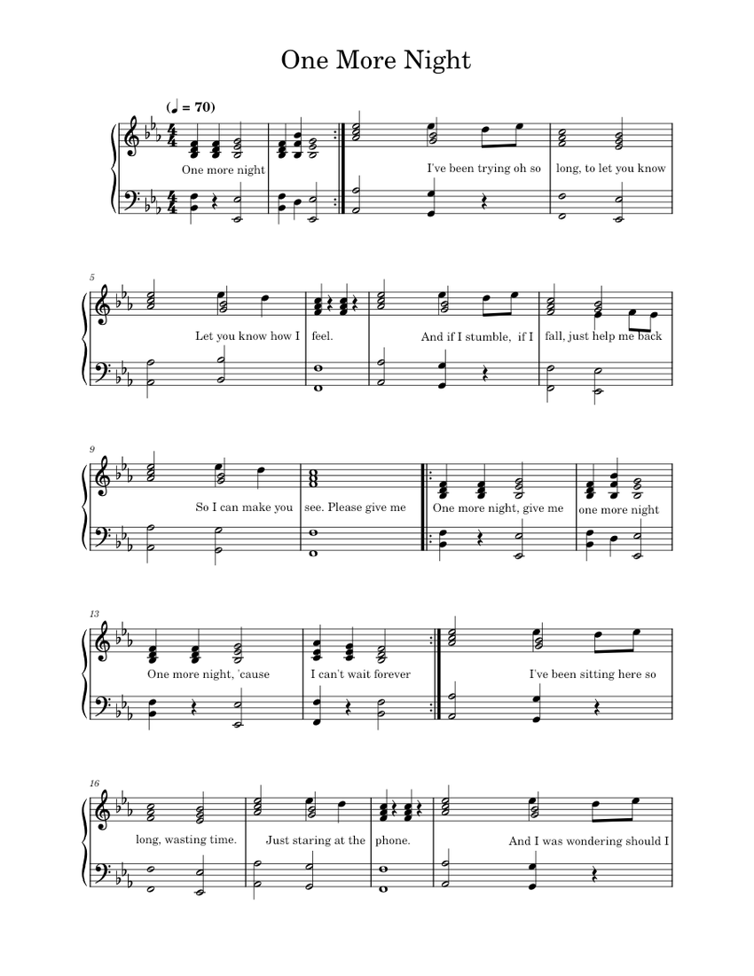 One more night – Phil Collins One more night - Accompaniment Sheet ...