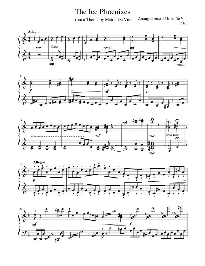 The_Ice_Phoenixes_Piano_Solo Sheet music for Piano (Solo) | Musescore.com
