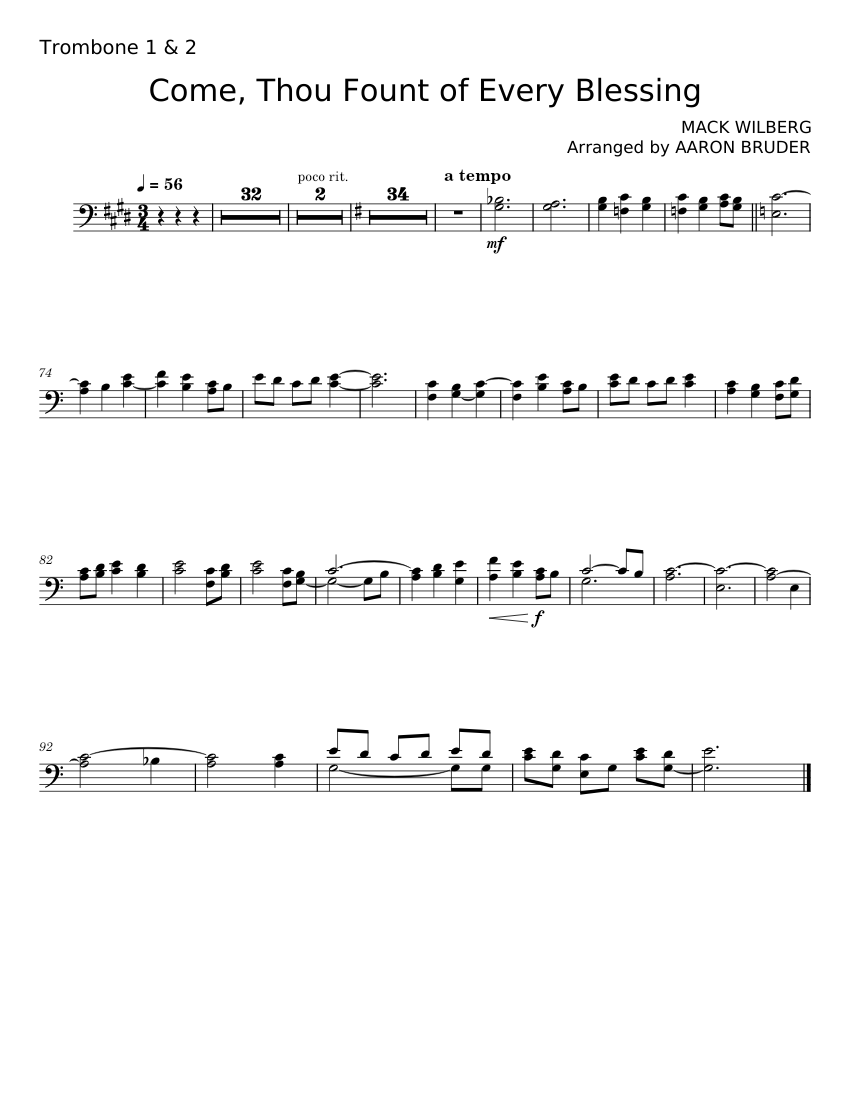 Come Thou Fount Of Every Blessing - Nigel Short and Mack Wilberg Sheet ...