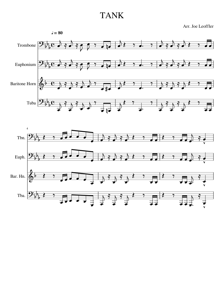 Tank Low Brass Fanfare Sheet music for Trombone, Euphonium, Tuba ...