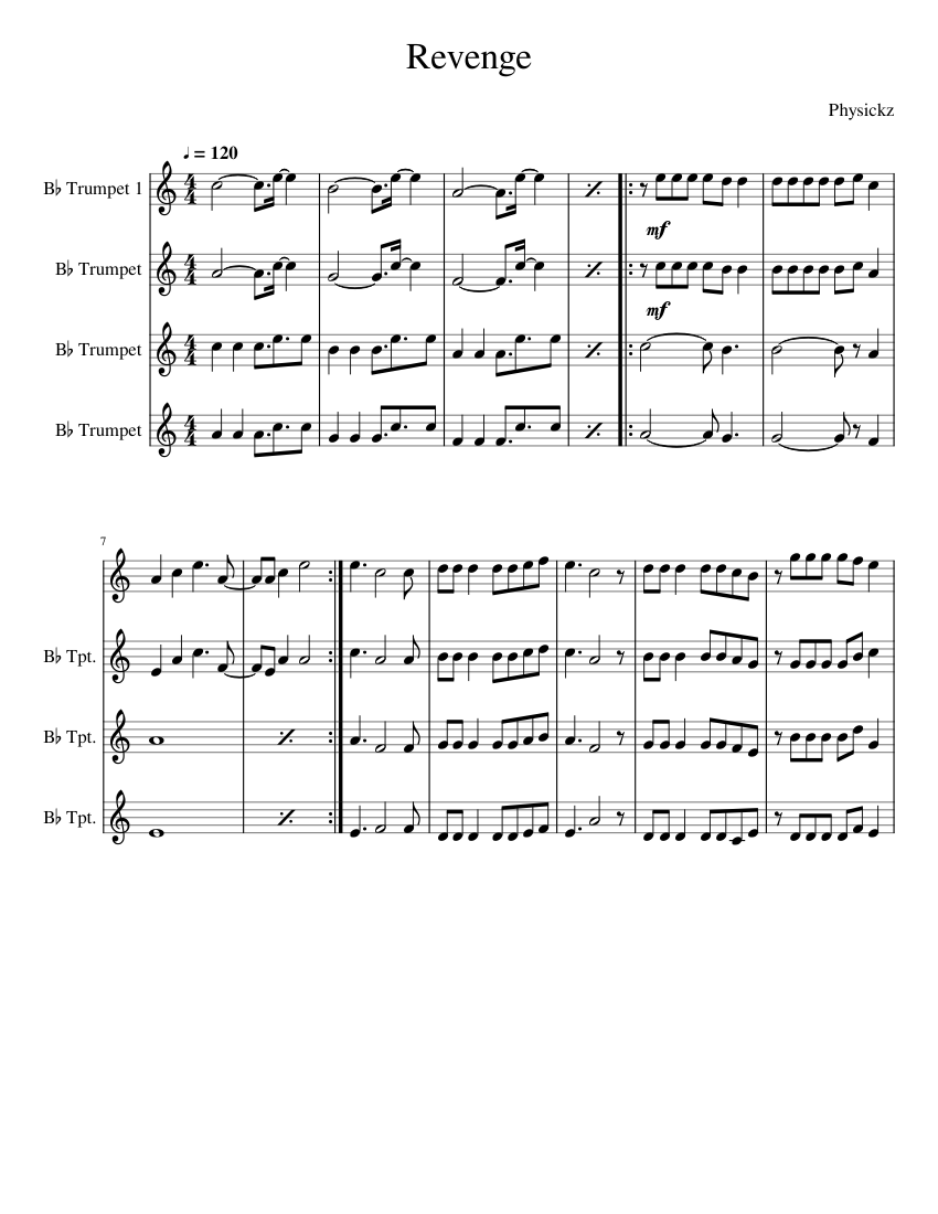 Revenge Trumpet Quartet - piano tutorial